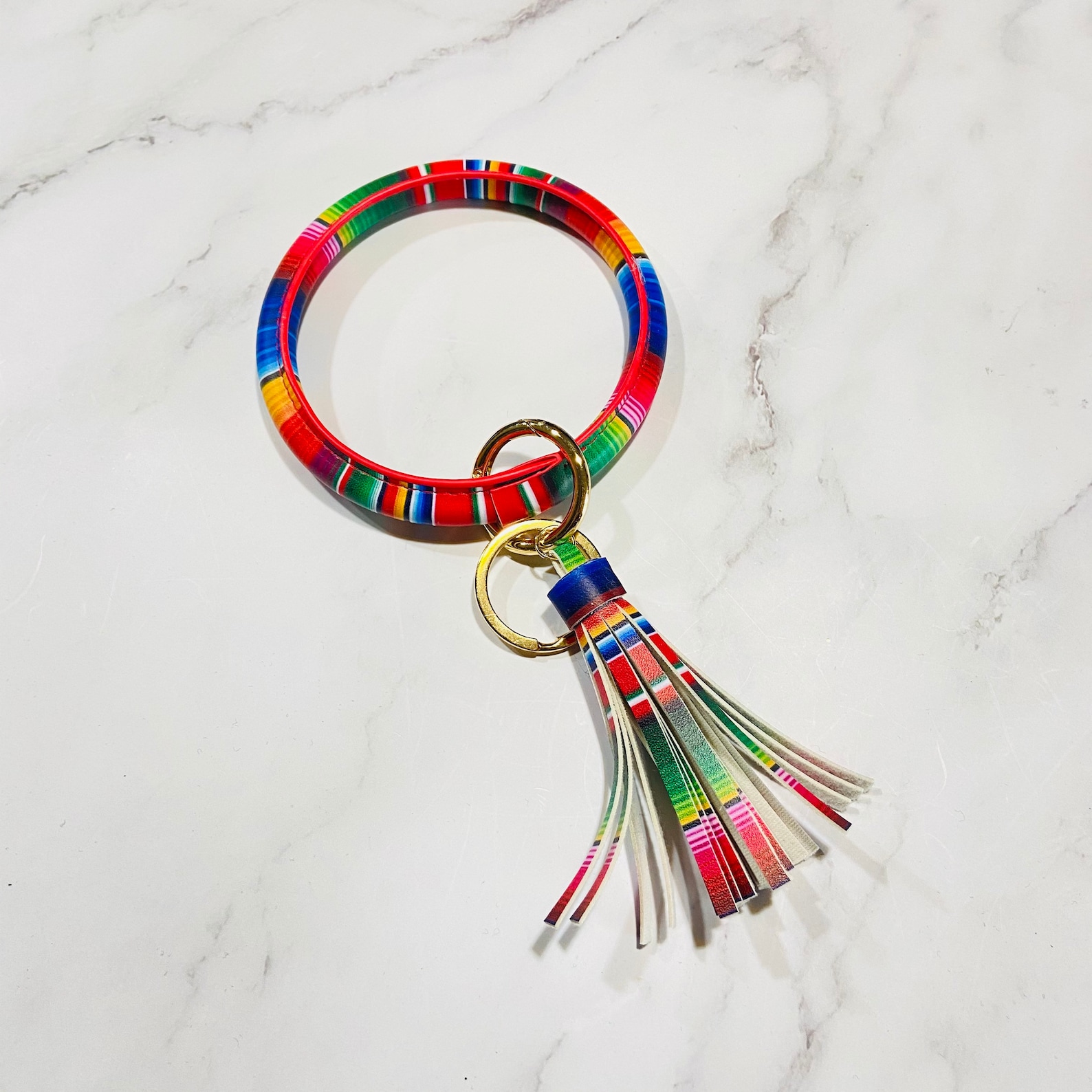 Wristlet Round Key Ring Chain Leather Oversized Bracelet Bangle ...