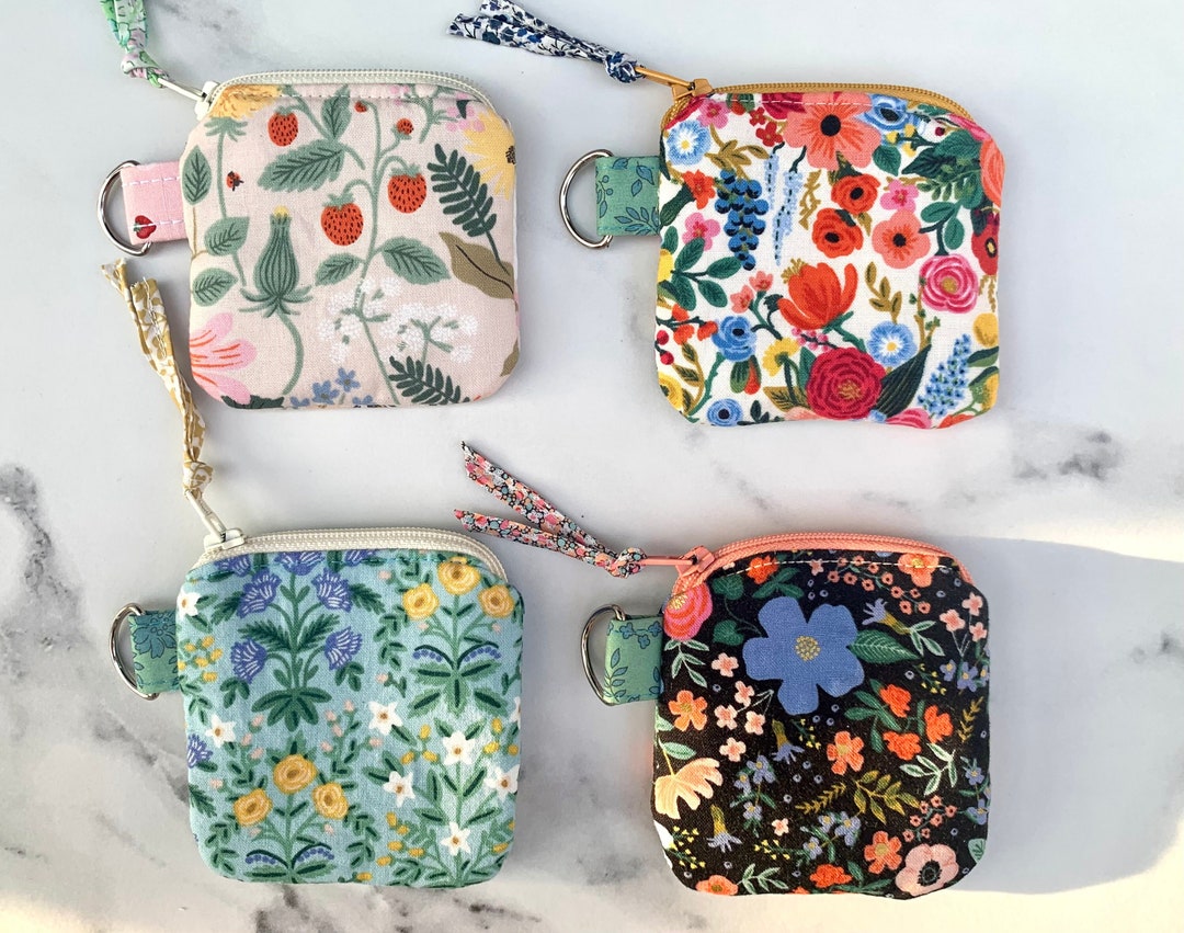 Rifle Paper Co. Floral AirPod Case: Fabric Zipper Pouch . Mini Wallet ...