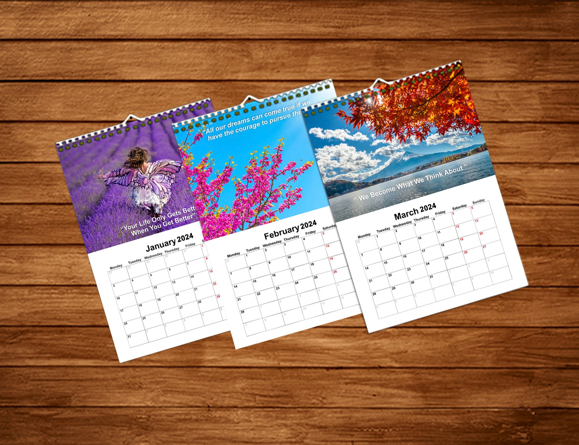 PHOTOJAANIC Wall Calendar 2024, Wall Art, Nature & Inspirational Quotes ...