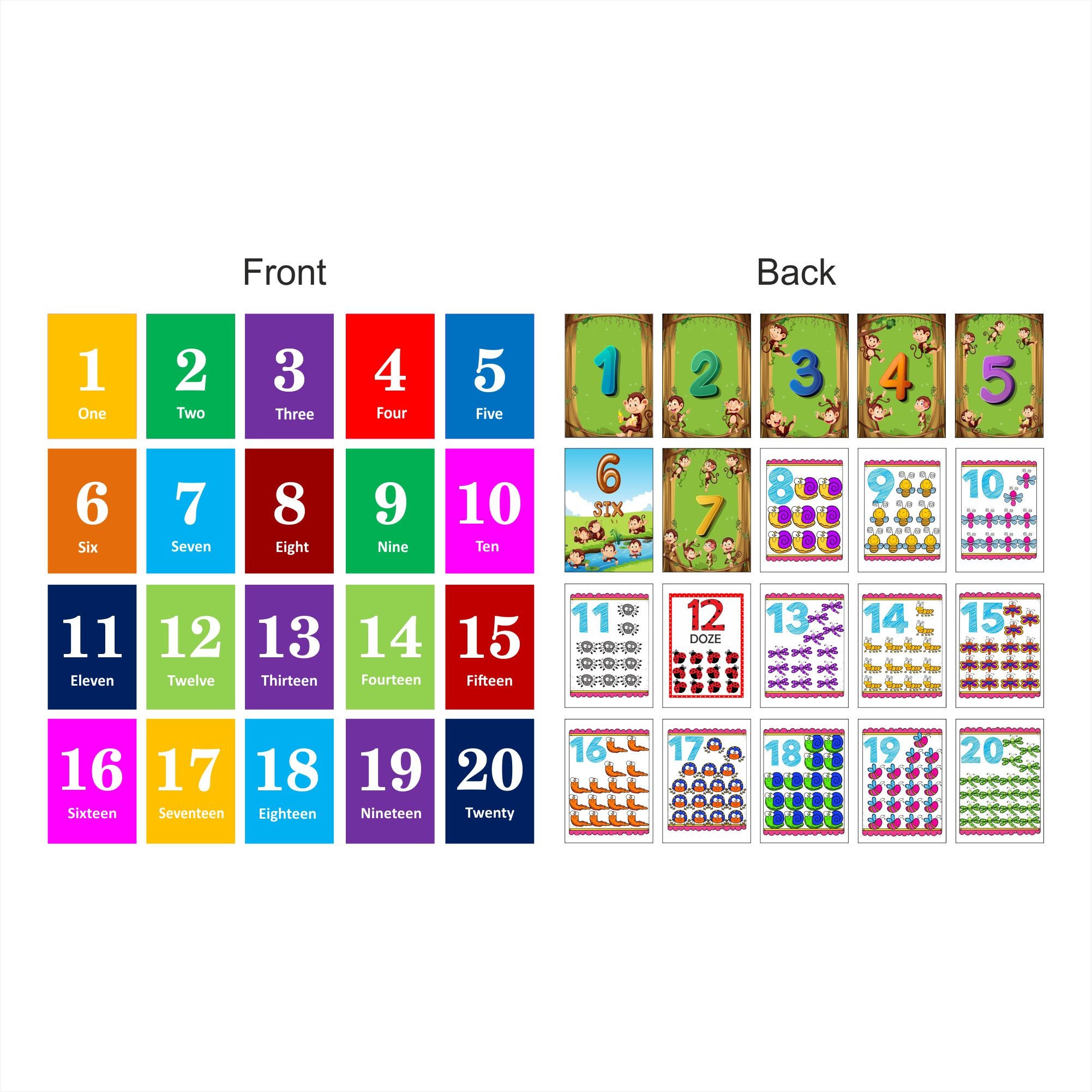 Photojaanic Flashcards for Kids 55 Cards Combo - Alphabets, Colors ...