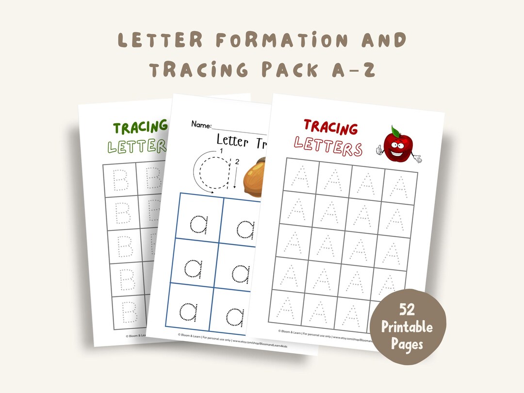 Letter Formation and Tracing Pack A–Z | 52 Pages Upper + Lowercase ...