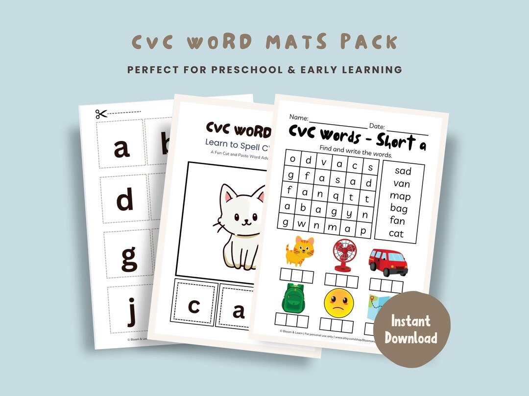 CVC Word Mats | Phonics Worksheets & Printable Literacy Activities for ...