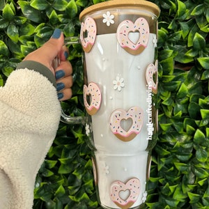 Doughnut Love Tumbler / Valentines Tumbler / Glass Tumbler / 40oz ...