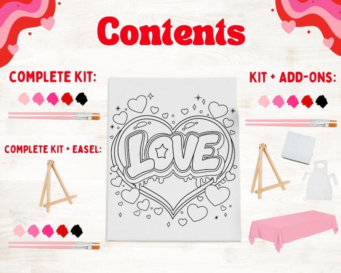 Graffiti Love Pre-drawn Sip N Paint Kits for Girls Night or Valentines ...
