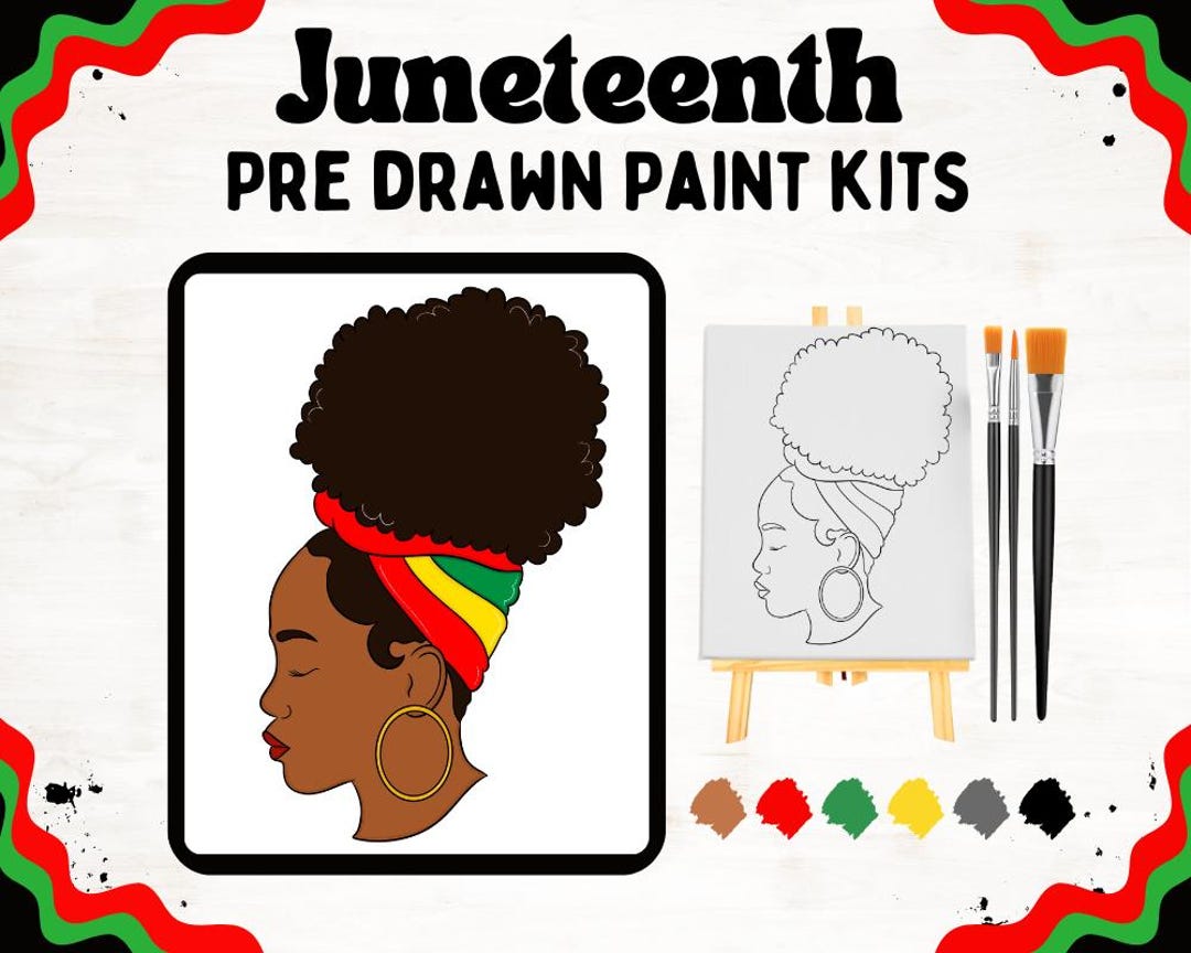 Juneteenth Pre-drawn Sip N Paint Kits | Juneteenth Activity for Women ...