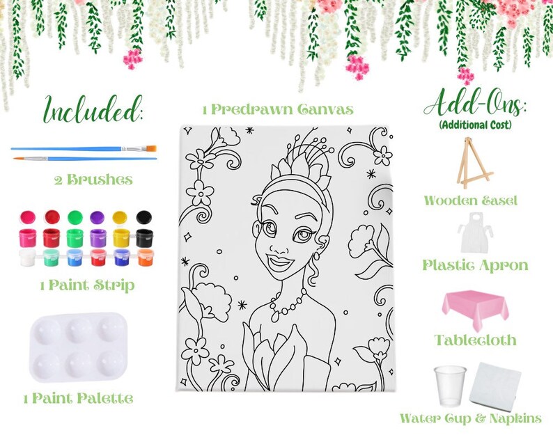 Princess Tiana Paint Kits Party/individual Birthday Party - Etsy