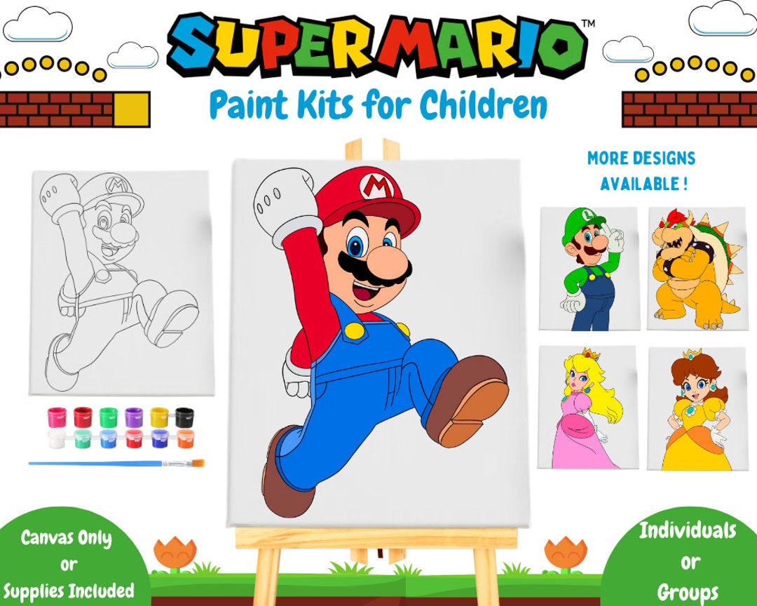 Super Mario Paint Kits Birthday Party Activity Kids Art Party Paint Kit ...