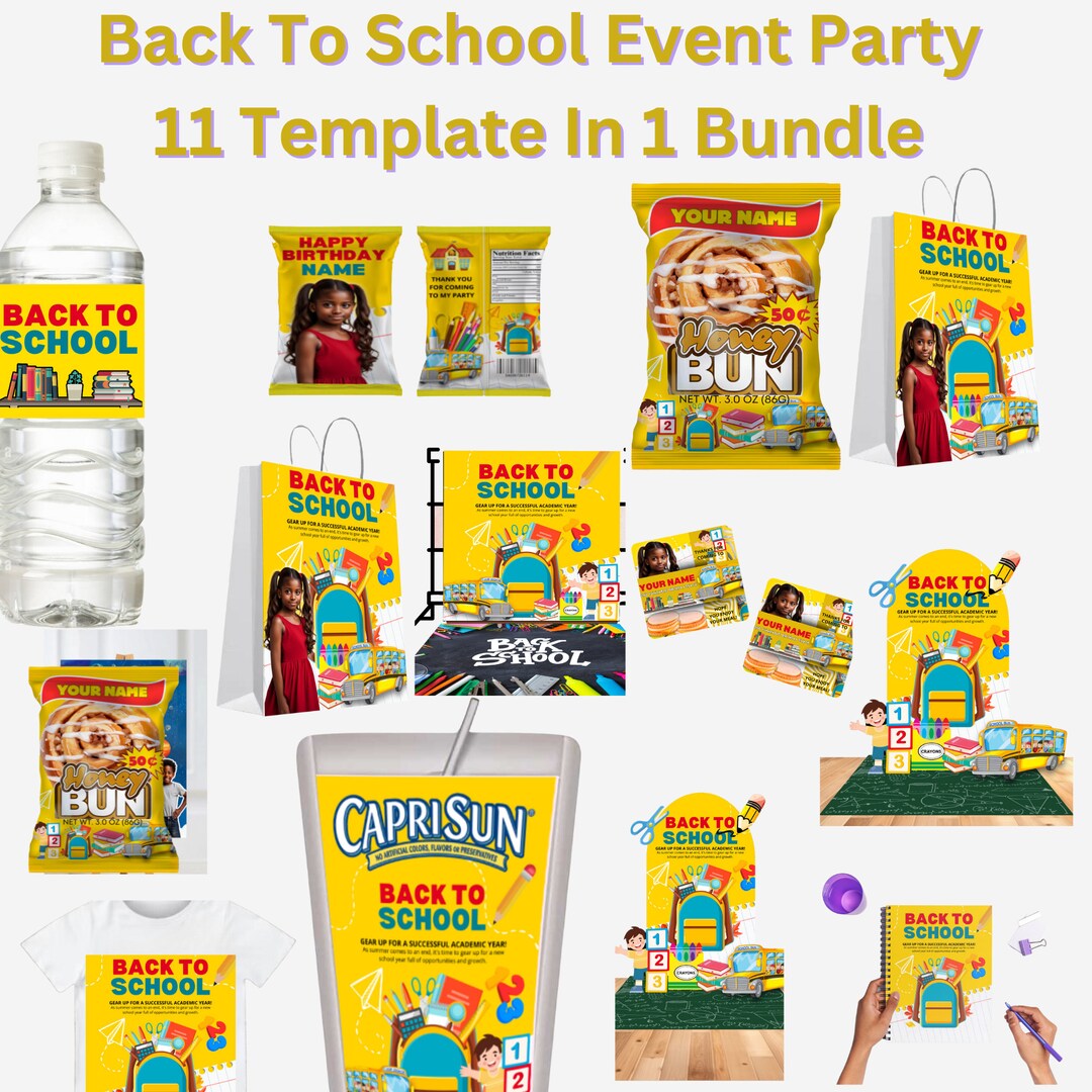 Set of 6 Back to School Kids Birthday Event Party Collection Bundle ...
