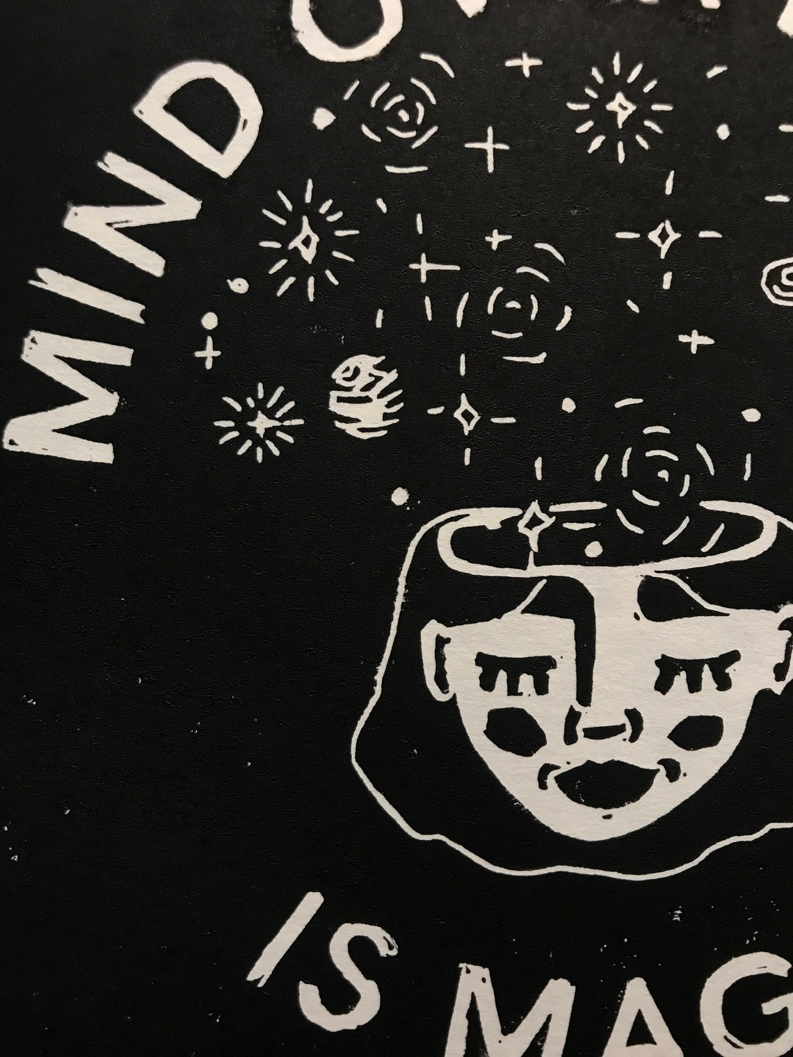 Mind Over Matter is Magic Linocut Print | Etsy