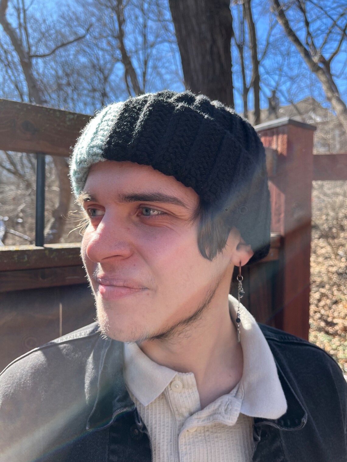 Two-toned Handmade Crochet Beanie, Split Color Beanie, Ribbed Beanie ...