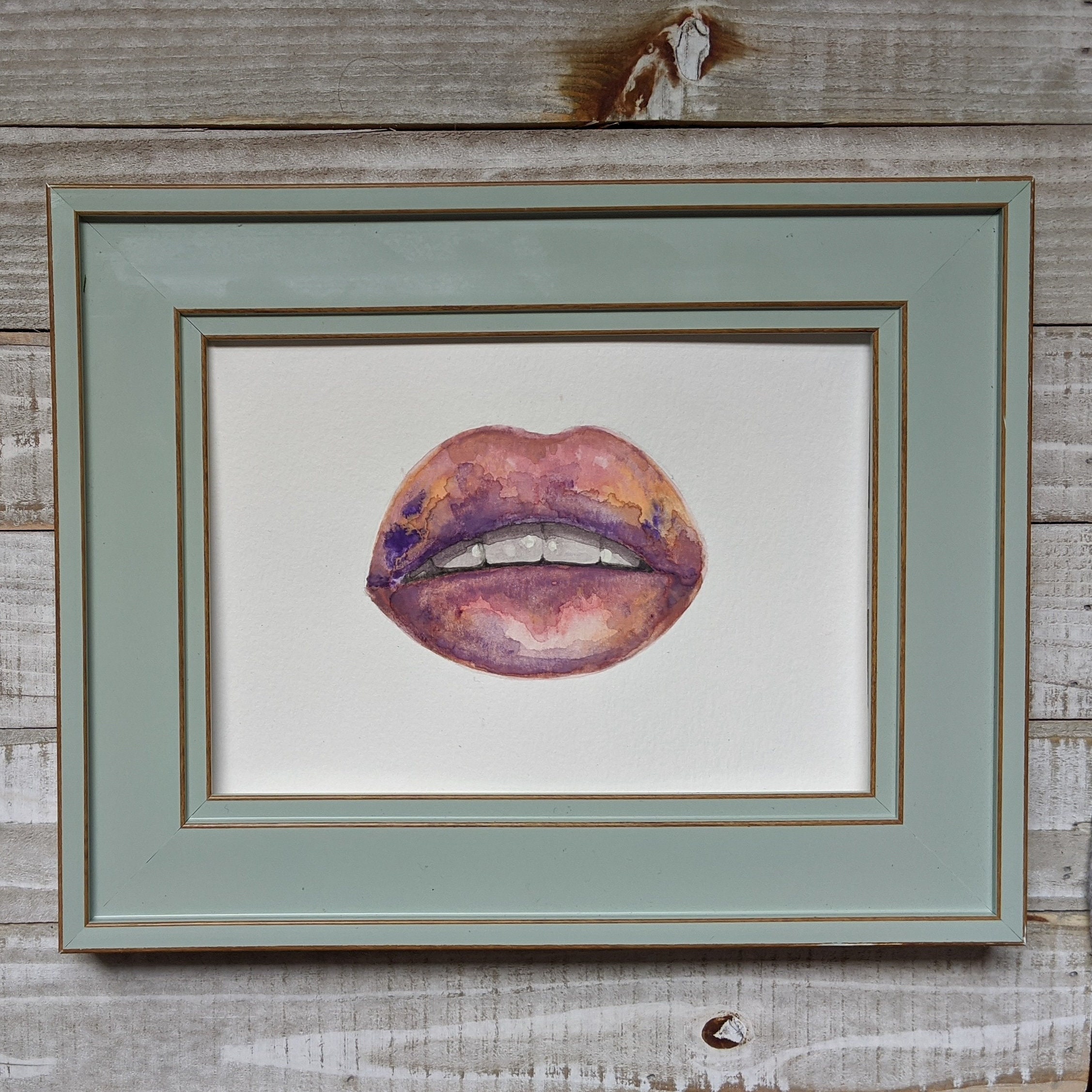 Pintura labial de acuarela original labios coloridos arte | Etsy