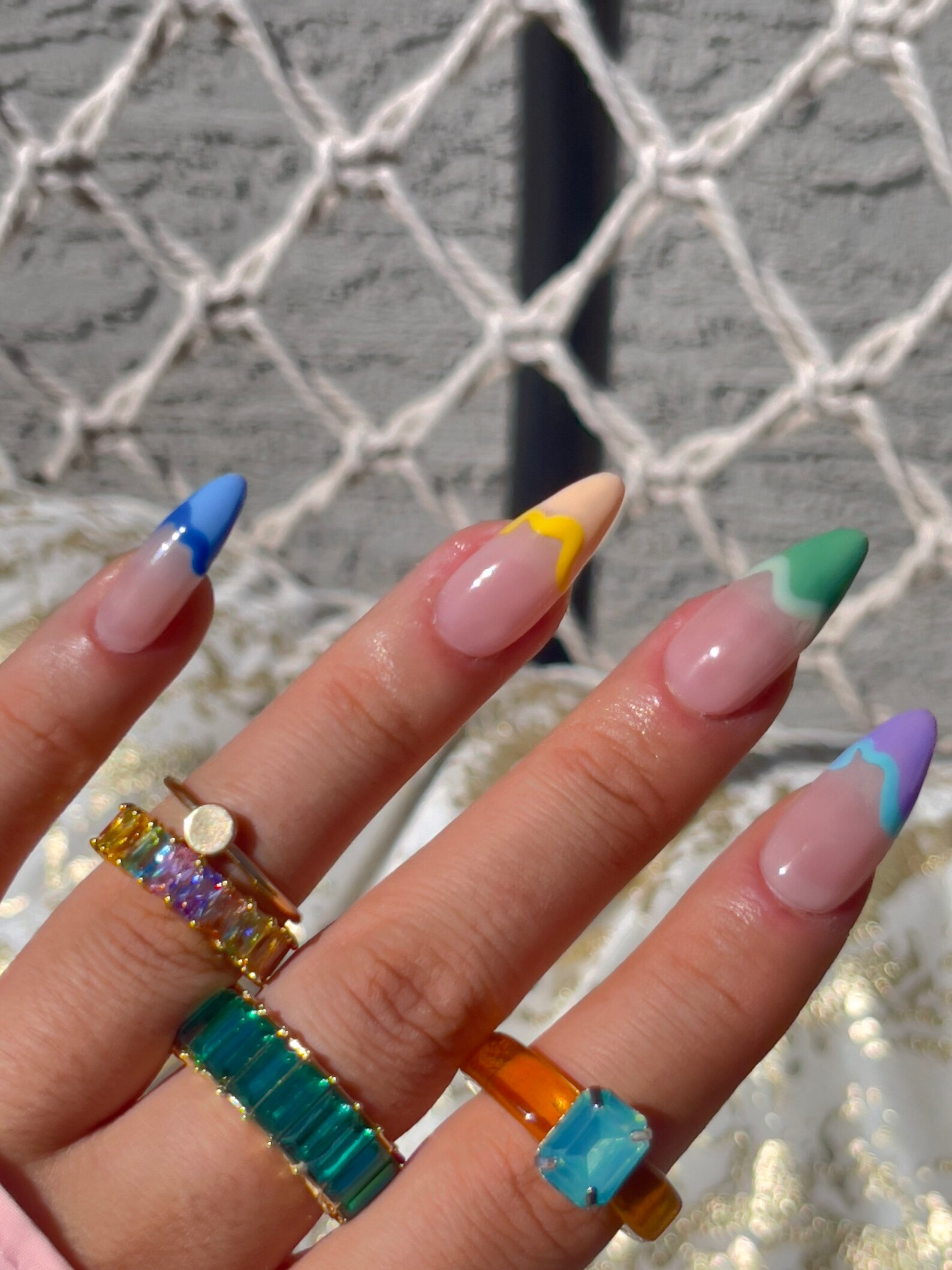 Neon Pastel Swirly Color Block French Tip Abstract Retro | Etsy