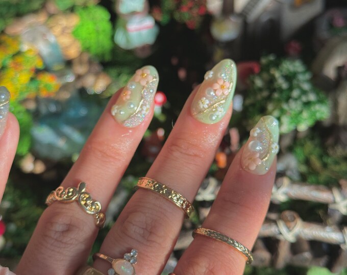 Fairy Garden Cottagecore Inspired Reusable Press on Nails - Etsy