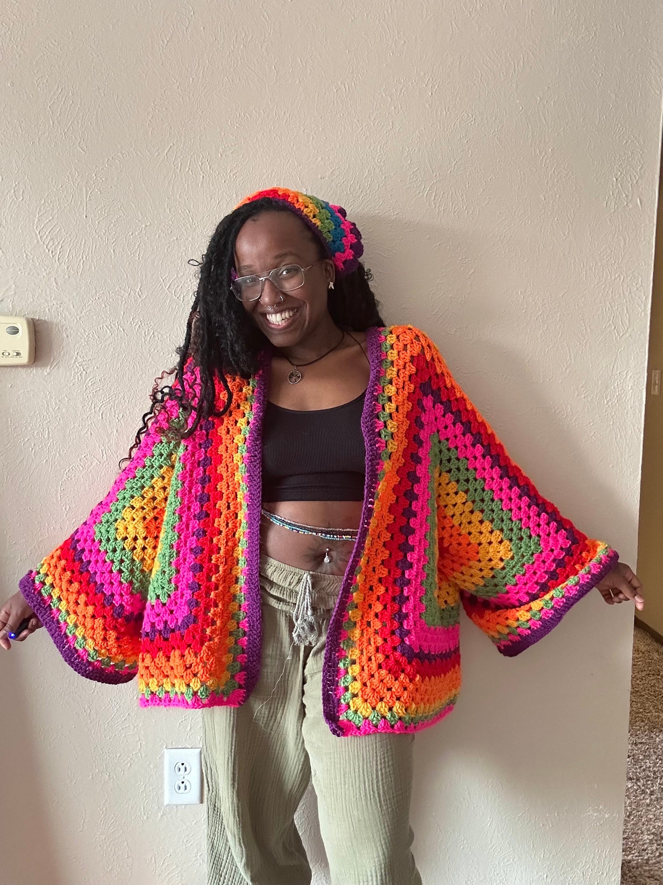 Hexagon Cardigan | Rainbow Cardigan - Etsy