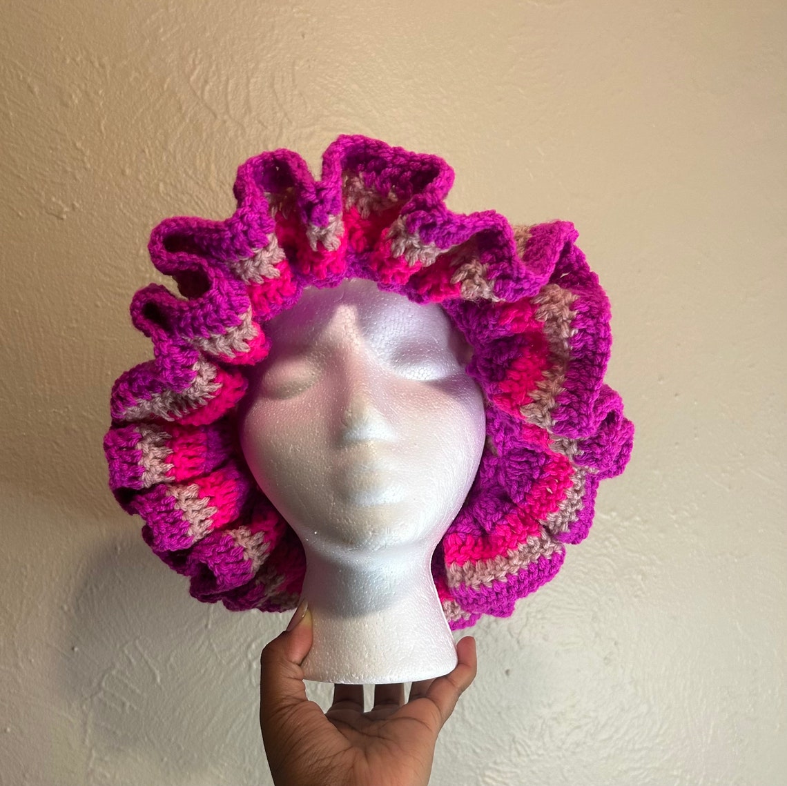 Pink Petal Granny Square Ruffle Hat | Crochet Bucket Hat | Granny ...