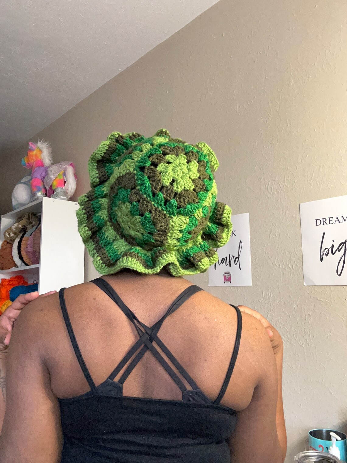 Earthy Crochet Granny Square Ruffle Bucket Hat - Etsy