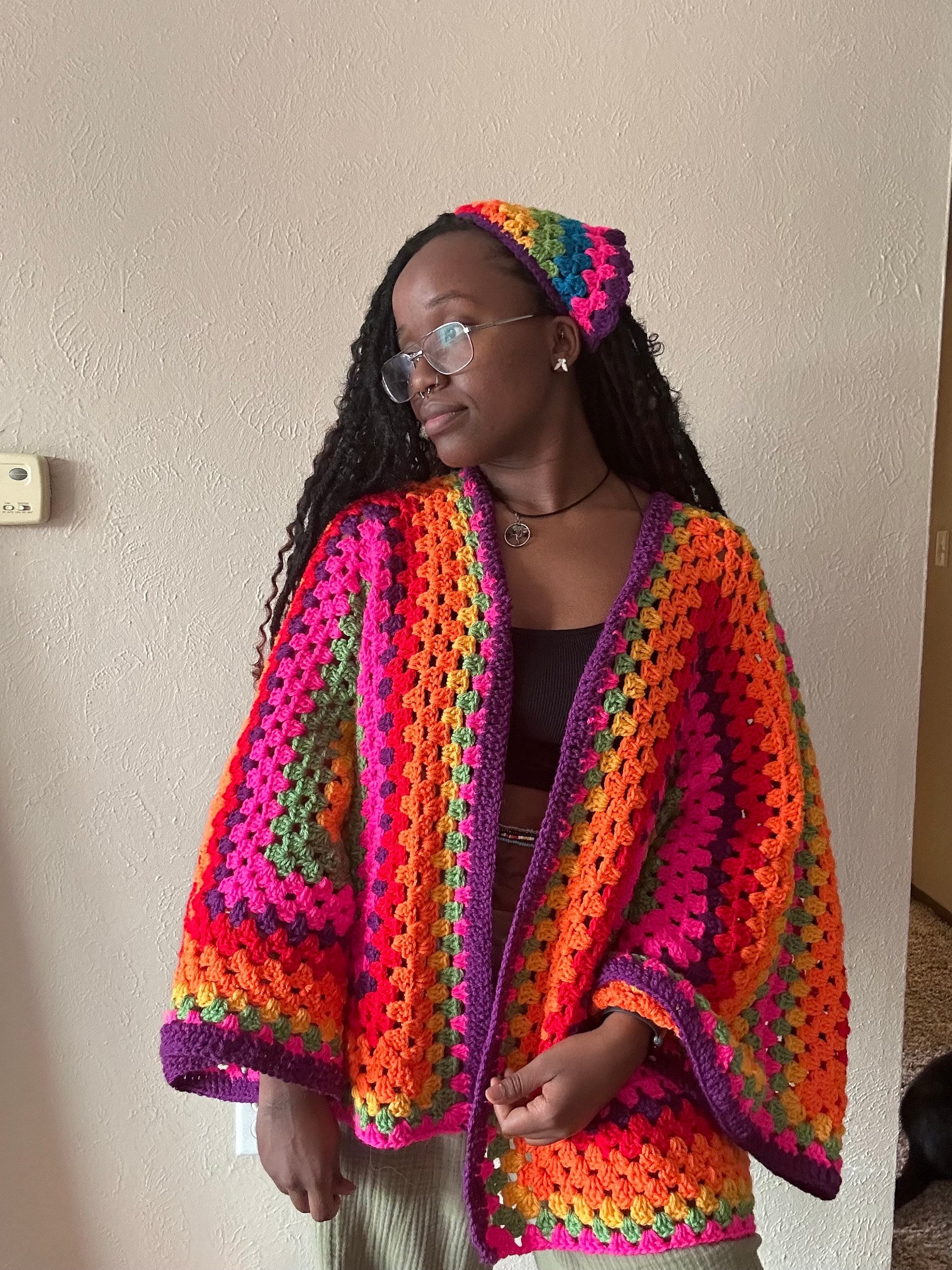 Hexagon Cardigan | Rainbow Cardigan - Etsy