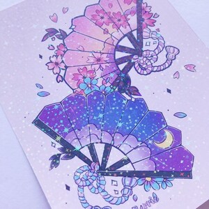 Galaxy and Sakura Fans Kawaii Prints~ - Etsy