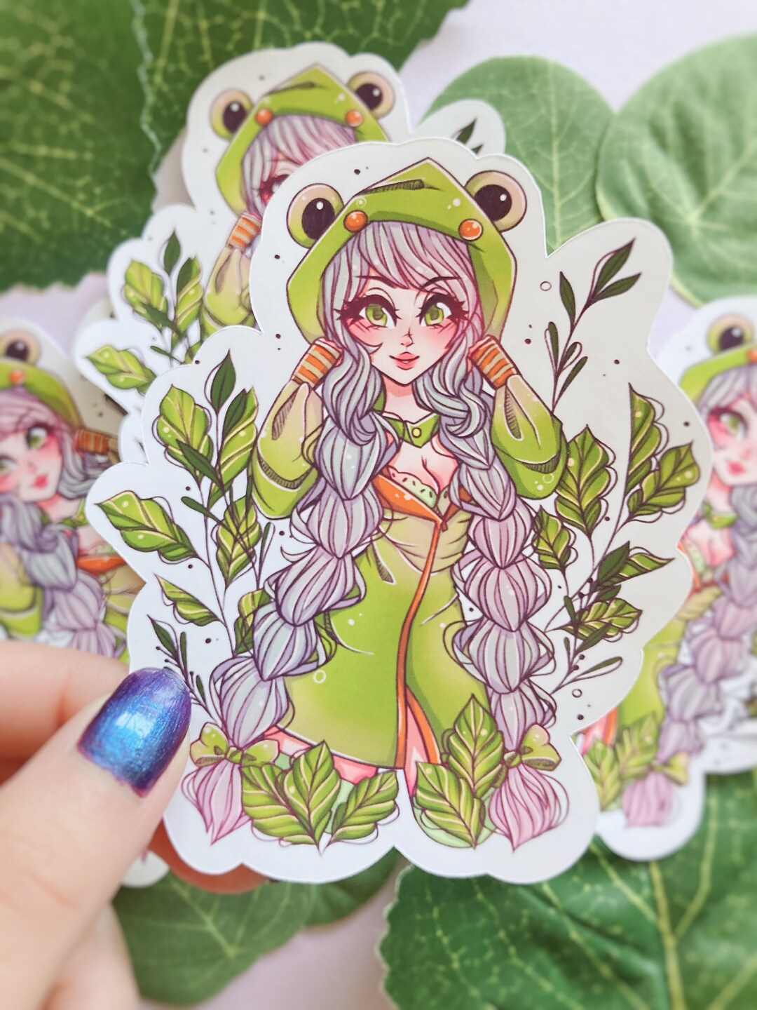 Cute Frog Girl Sticker - Etsy