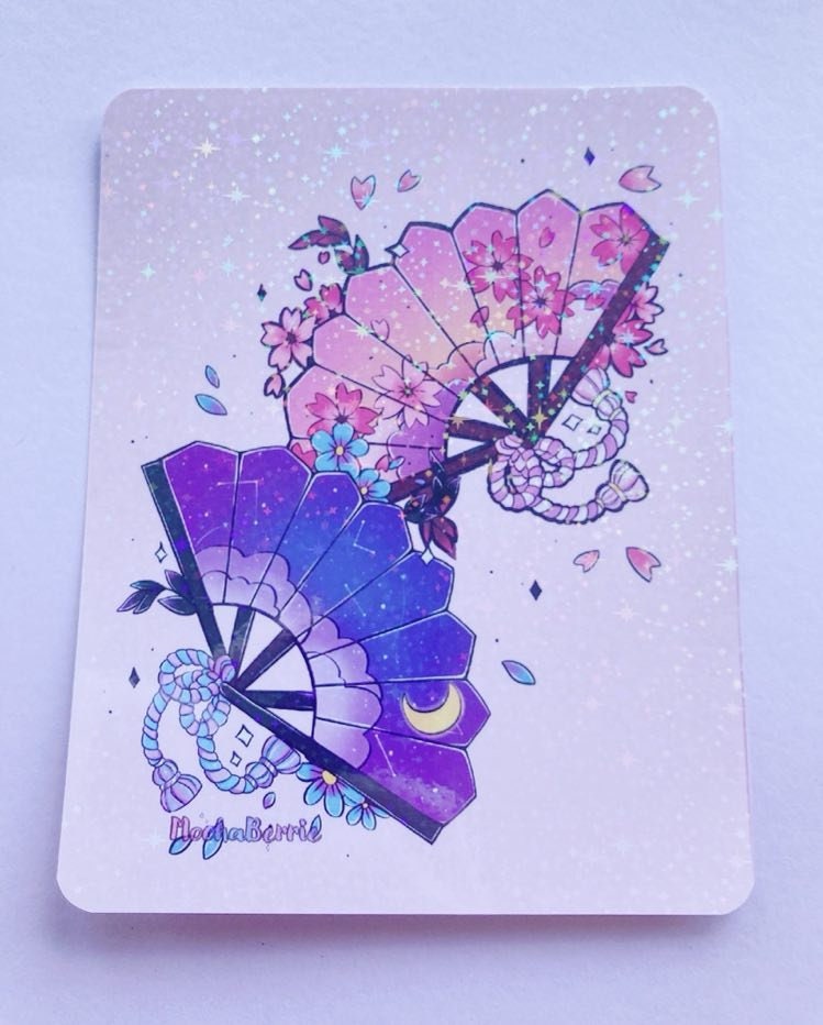 Galaxy and Sakura Fans Kawaii Prints~ - Etsy