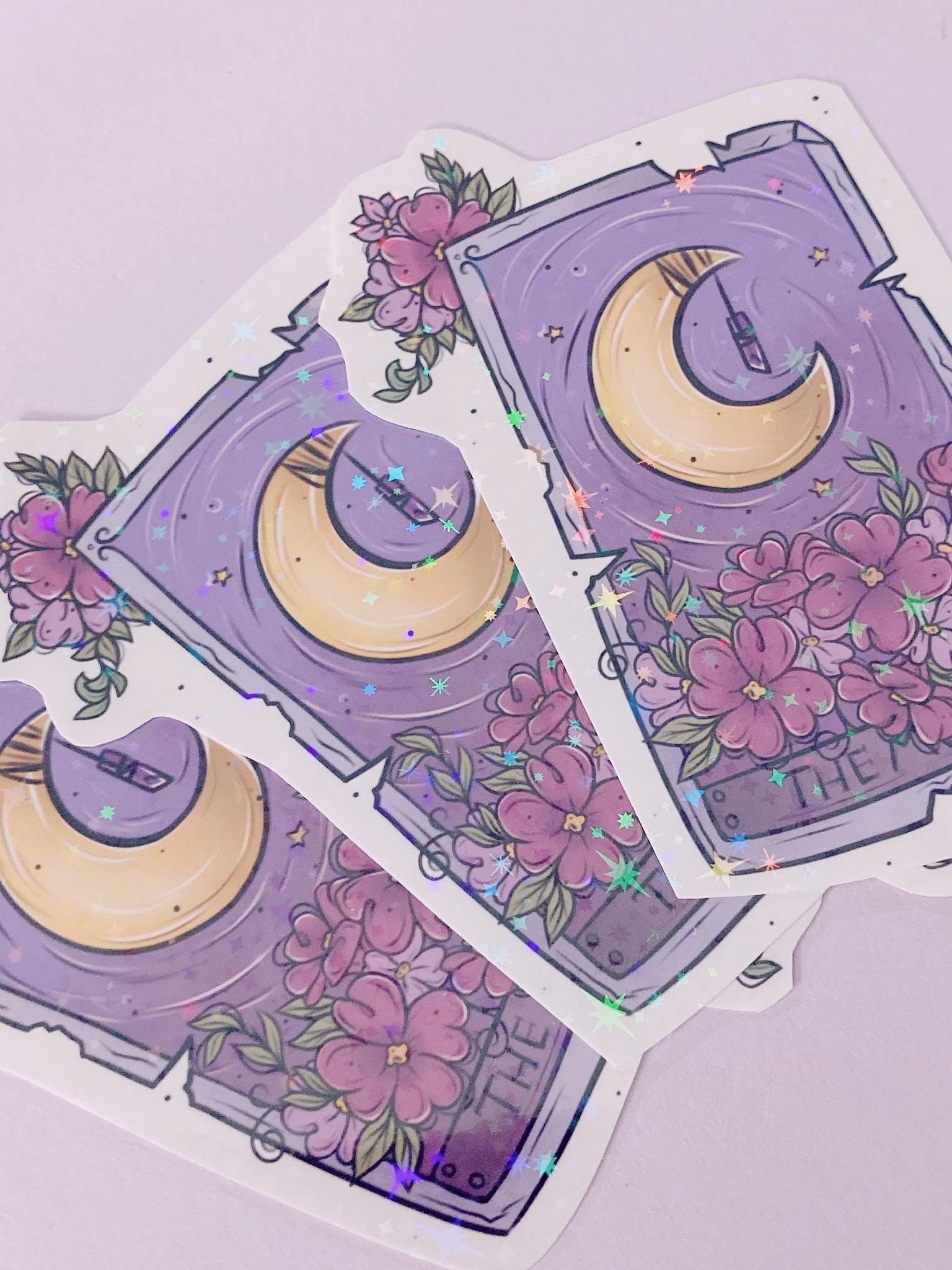 Moon Tarot Card Holographic Glittery Sticker cute Sticker - Etsy