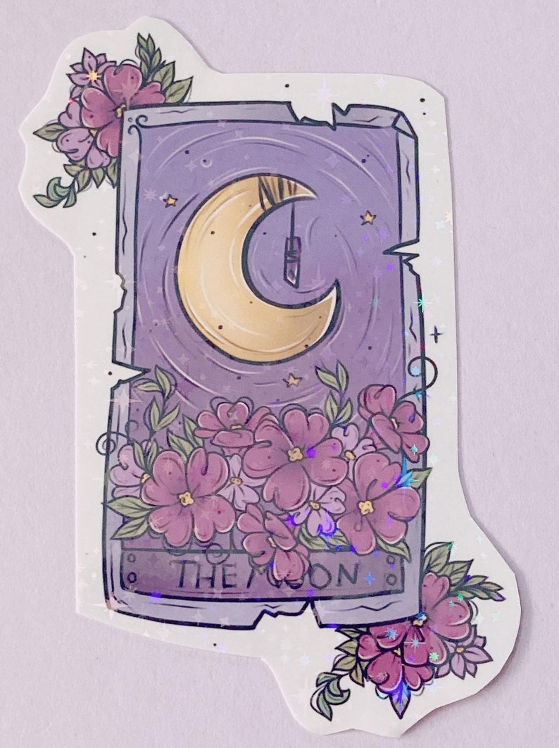 Moon Tarot Card Holographic Glittery Sticker cute Sticker - Etsy
