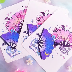 Galaxy and Sakura Fans Kawaii Prints~ - Etsy