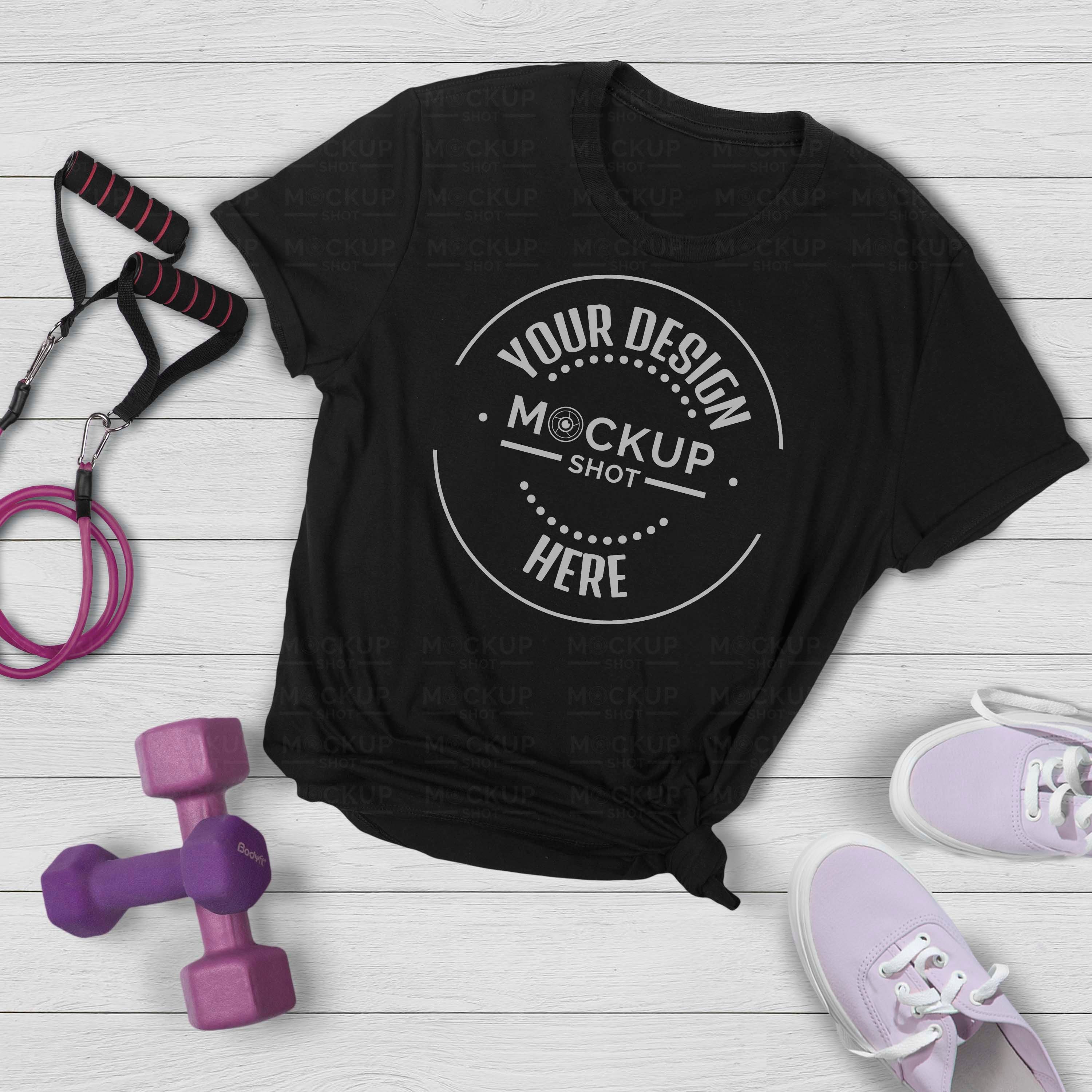 Fitness Shirt Mockup Gym shirt Mockup Black shirt Mockup | Etsy