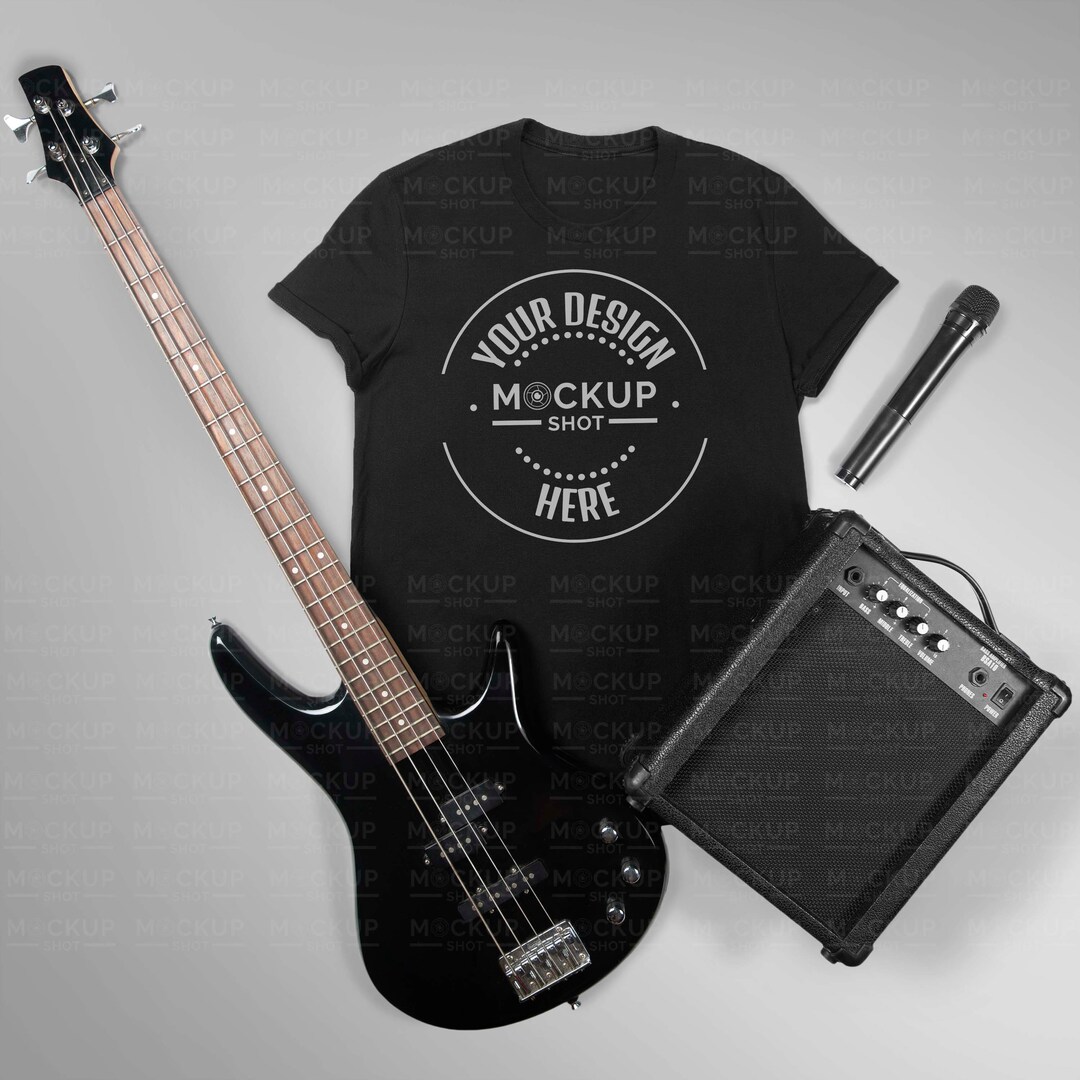 Man Shirt Mockup Black Shirt Mockup Music Mockup Flat Lay Mockup Bella ...