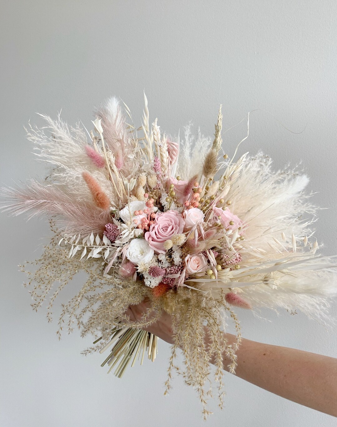 Blush Boho Wedding Flowers, Pink&white Wedding Bouquet, Boho Wedding ...