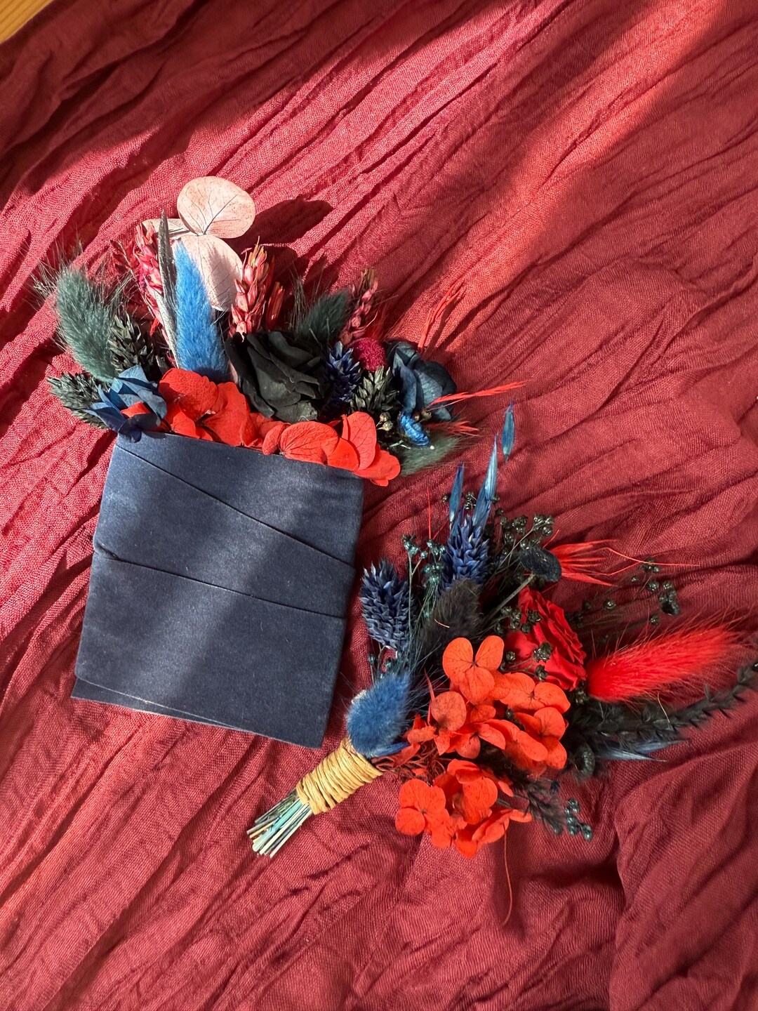 Navy Blue Dried Flower Buttonhole, Pocket Boutonniere - Etsy