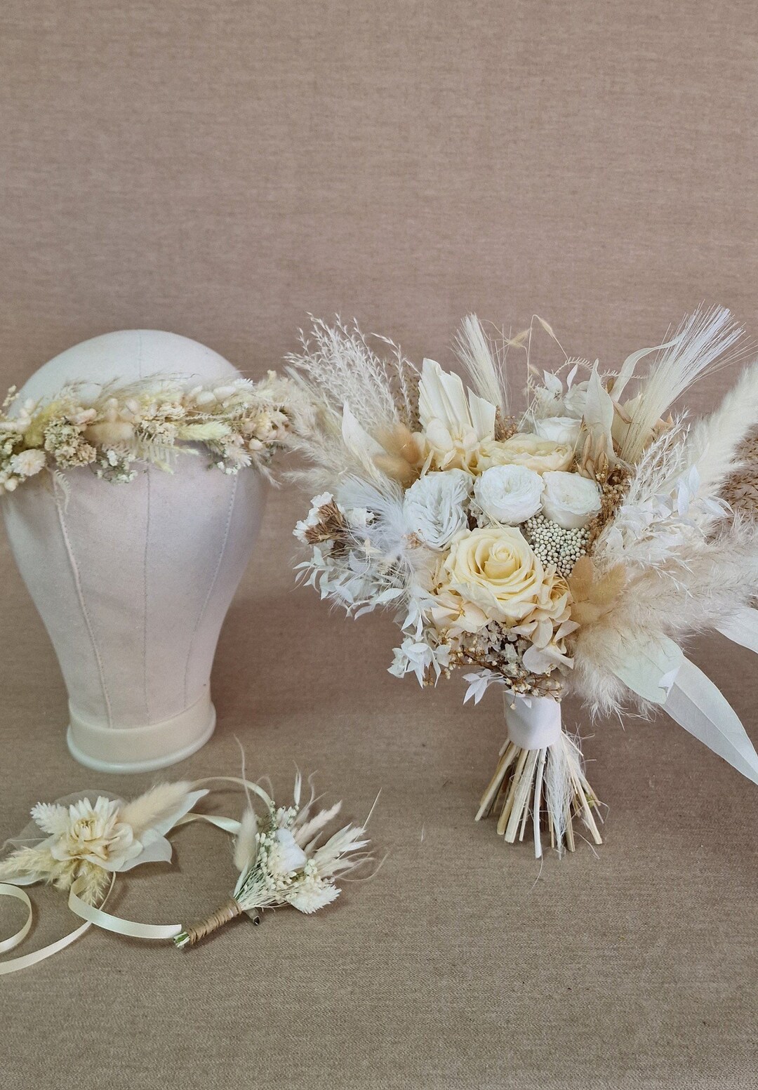 Champagne Wedding Bouquet, Elegant Bridal, Ivory Wedding Bouquet ...