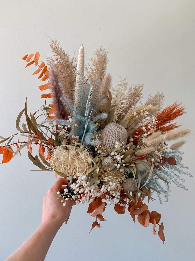 Rust and Blue Wedding Bouquet, Rustic Wedding Bouquet,bridal Bouquet ...