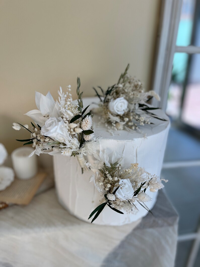 Wedding Cake Topper | White Rose Floral Decoration - Etsy UK