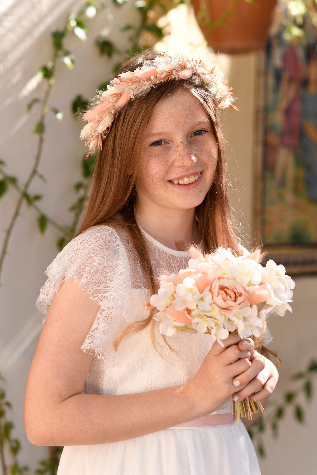 Flower Girl Bouquet Peach Flower Girl Flowers Flower Girl Etsy