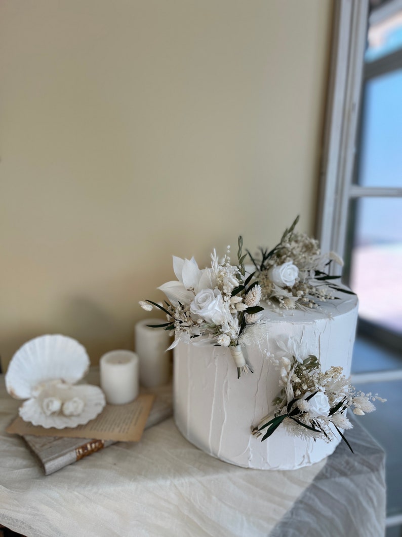 Wedding Cake Topper | White Rose Floral Decoration - Etsy UK