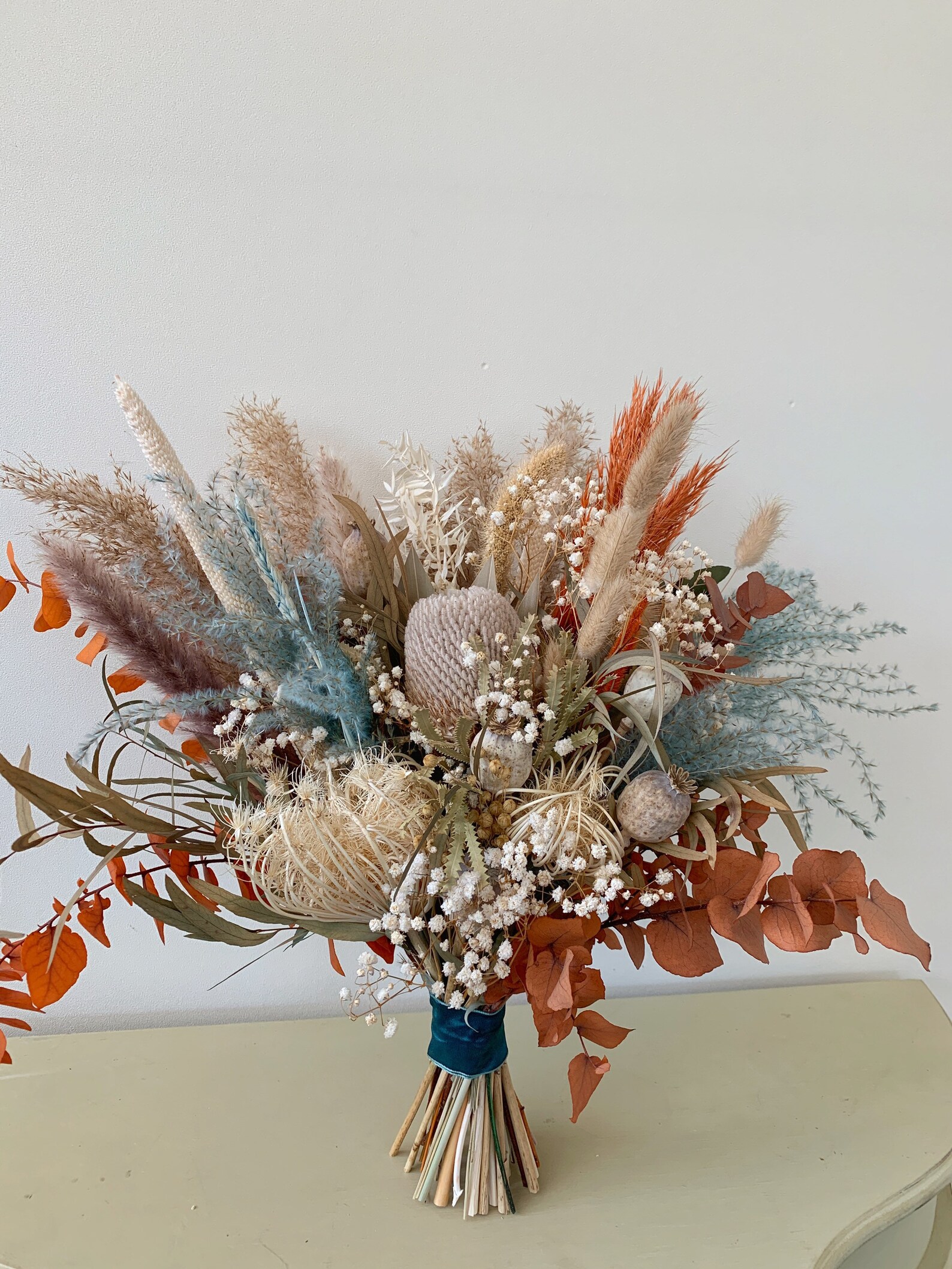 Rust and Blue Wedding Bouquet, Rustic Wedding Bouquet,bridal Bouquet ...