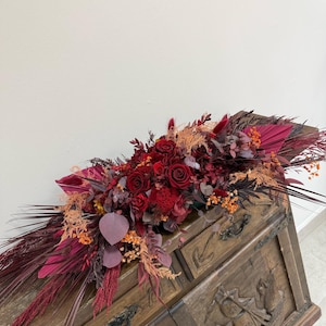 Burgundy Bridal Bouquet, Dark Red Boho Wedding Flowers - Etsy