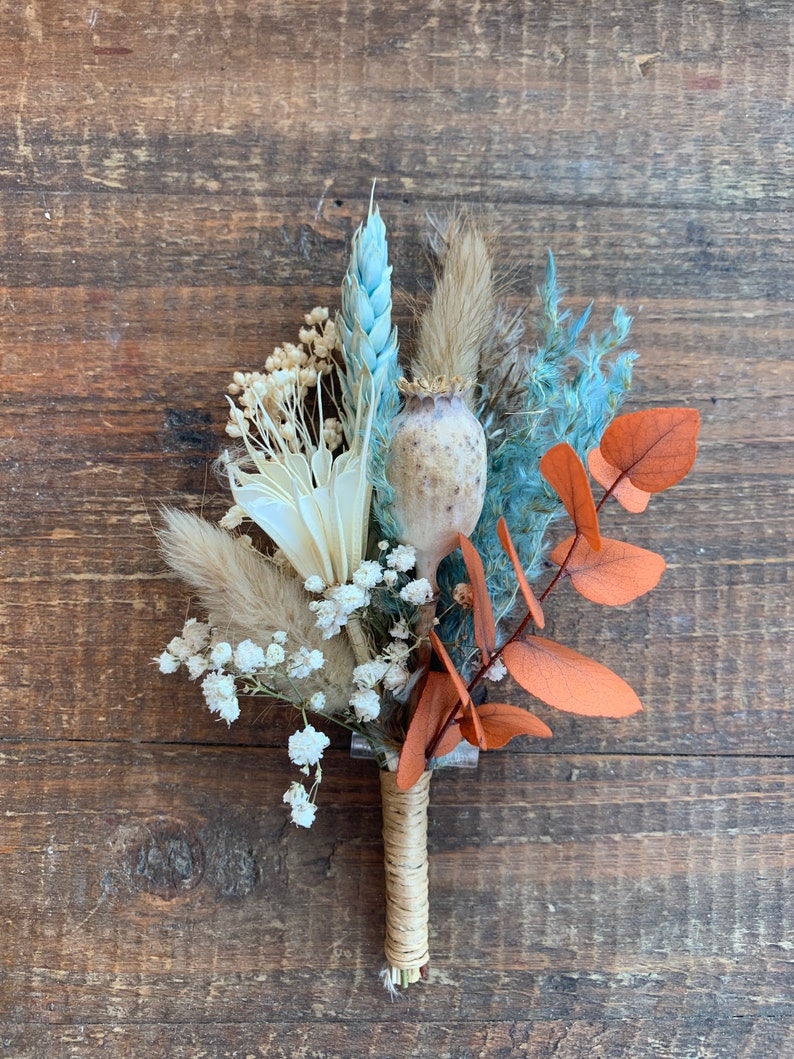 Rust and Blue Wedding Bouquet, Rustic Wedding Bouquet,bridal Bouquet ...