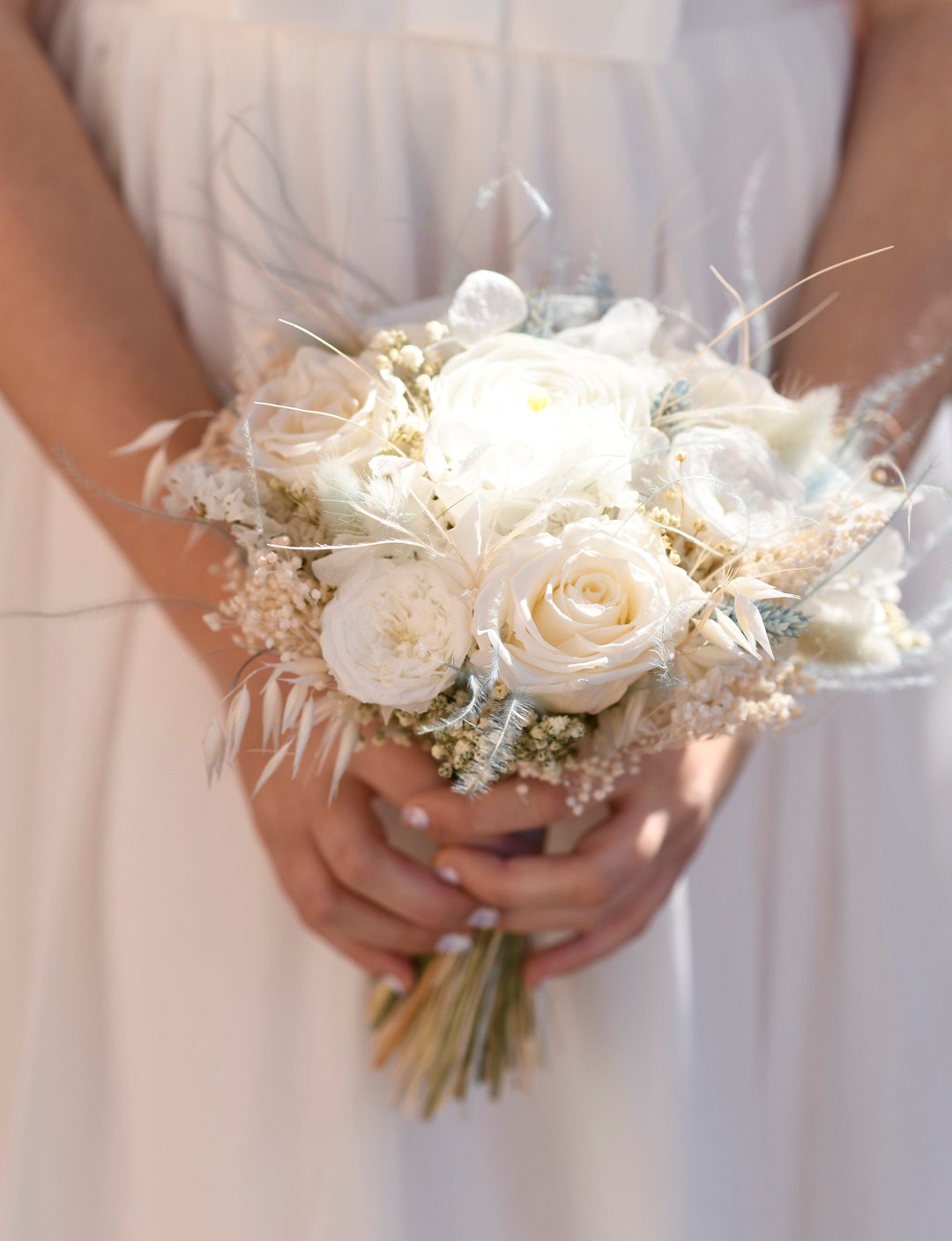 Flower Girl Bouquet Dusty Blue Flower Girl Flowers Flower - Etsy