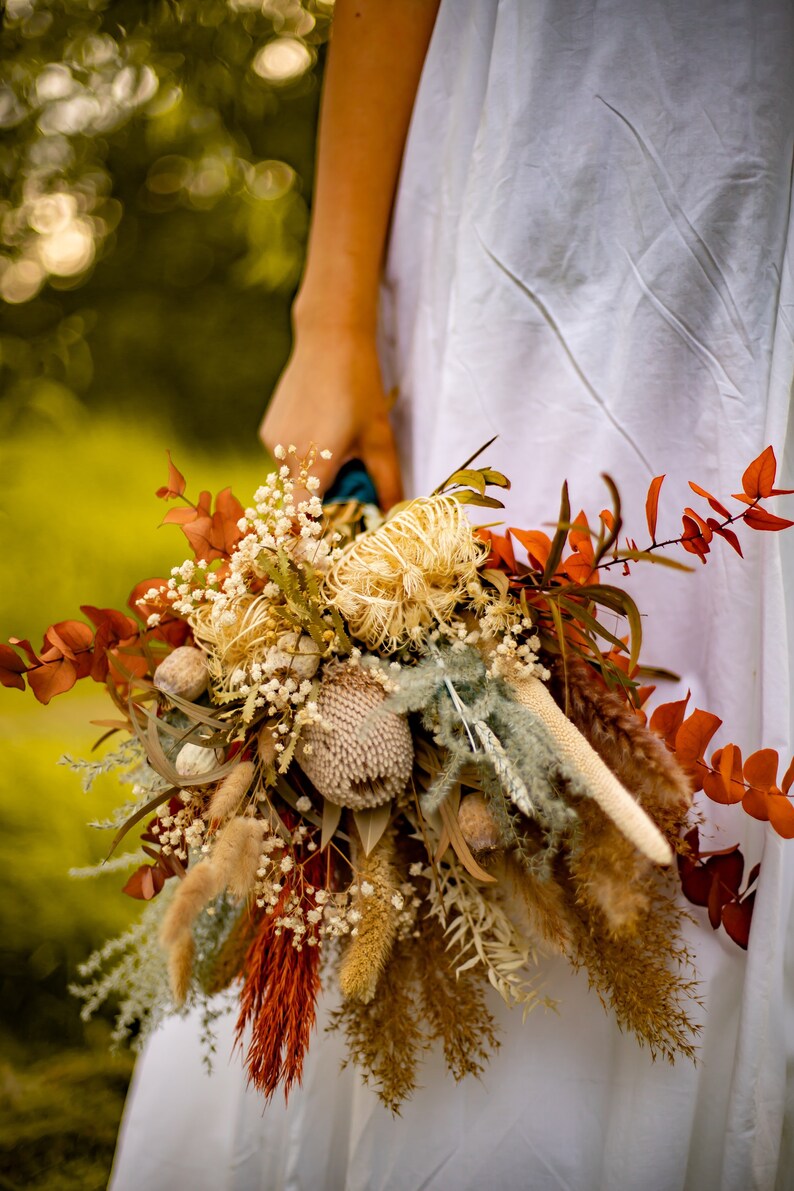 Rust and Blue Wedding Bouquet Rustic Wedding Bouquetexotic - Etsy