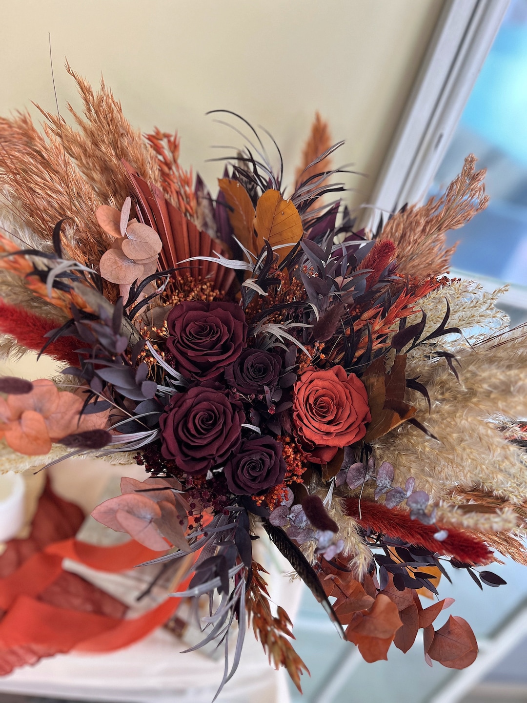 Burgundy Rust Bridal Bouquet Fall Wedding Themed Flowers for Wedding ...