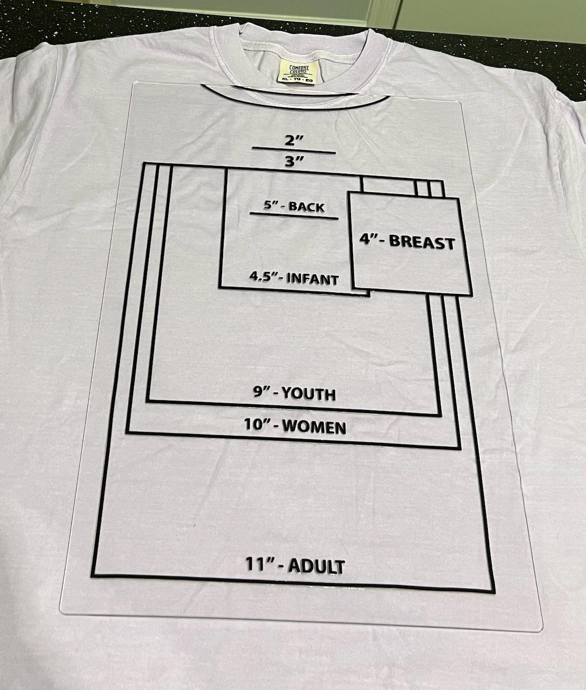 Acrylic T-shirt Sizing & Placement Guide: HTV, DTF, Sublimation - Etsy