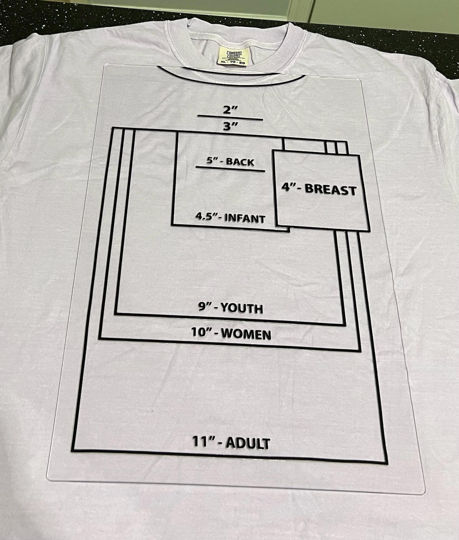Acrylic T-shirt Sizing & Placement Guide: HTV, DTF, Sublimation - Etsy