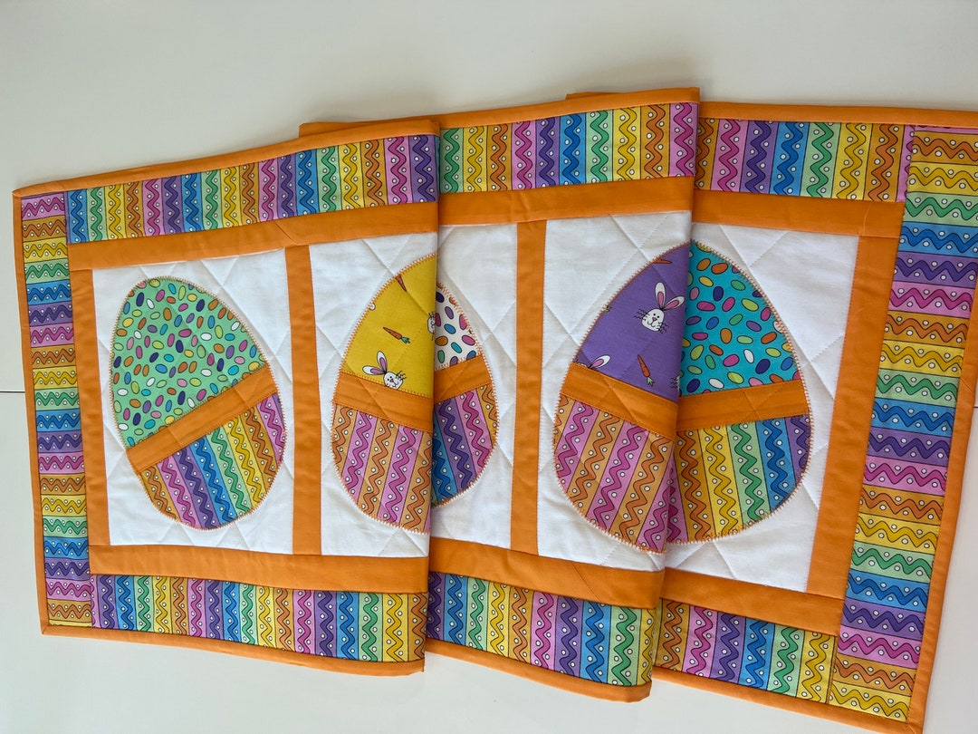 Easter/spring Table Runner With Colorful Easter Eggs With Orange ...