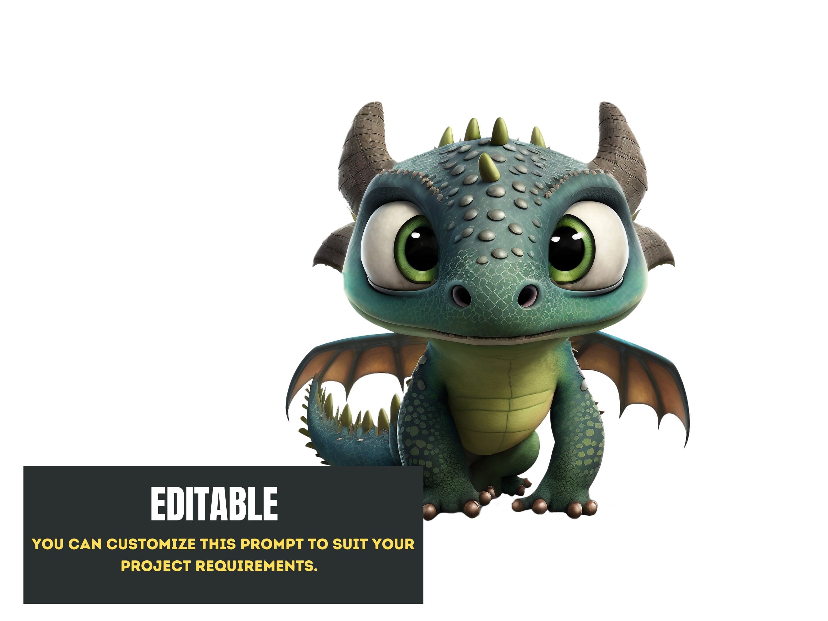 3D Adorable Baby Dragon Midjourney Prompt Customizable for Nursery Art ...