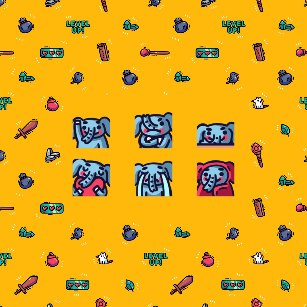 Cute Elephant Emotes Pack for Twitch, Youtube, Discord (digital ...