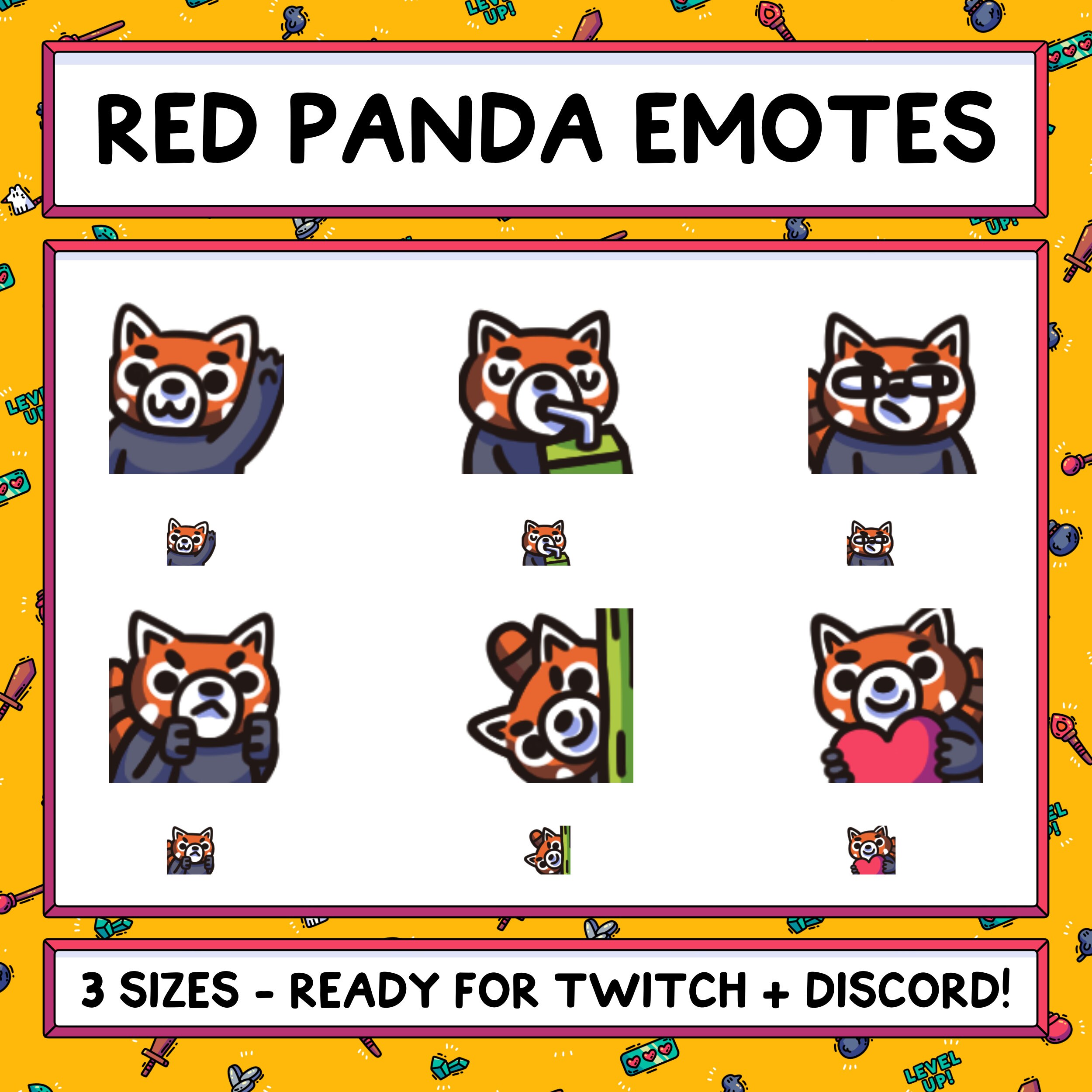 Cute Red Panda Emotes for Twitch, Discord, Youtube (digital Download ...