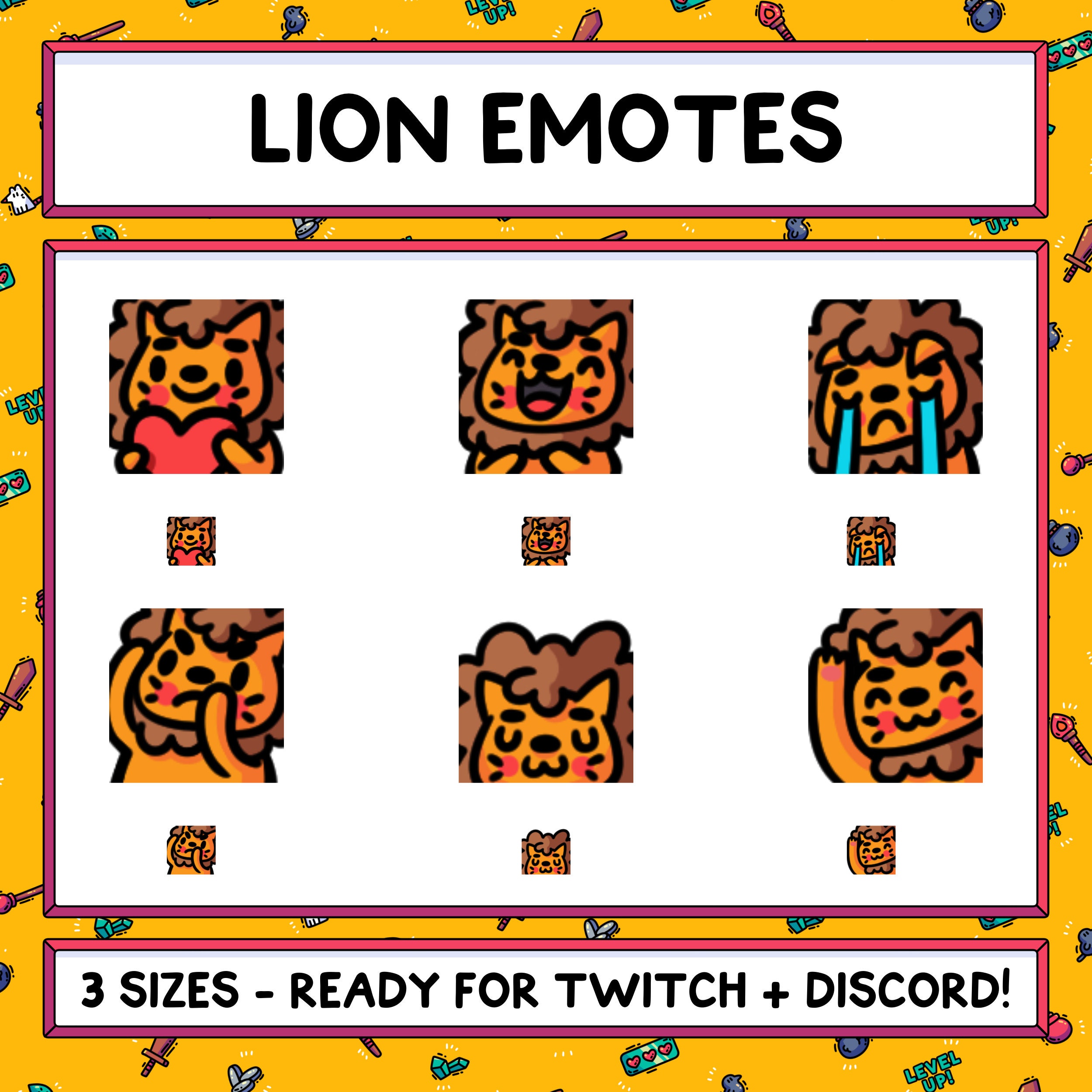 Cute Lion Emote Bundle - Etsy