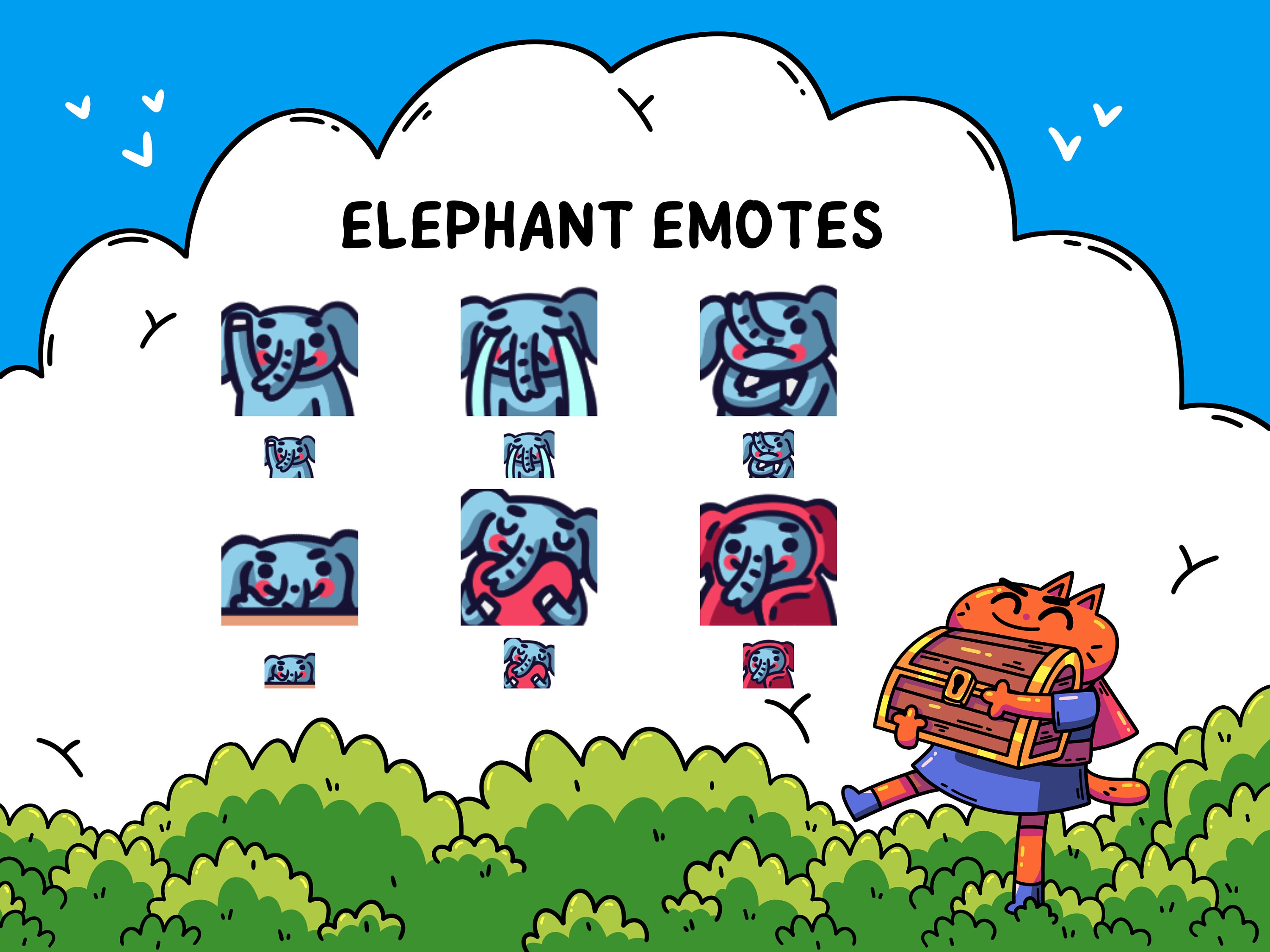 Cute Elephant Emote Pack - Etsy Australia